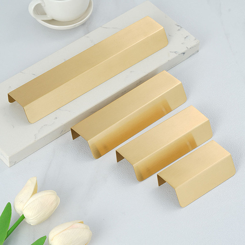 Goldenwarm Modern Brass Hidden Cabinet Pulls Finger Kitchen Handles