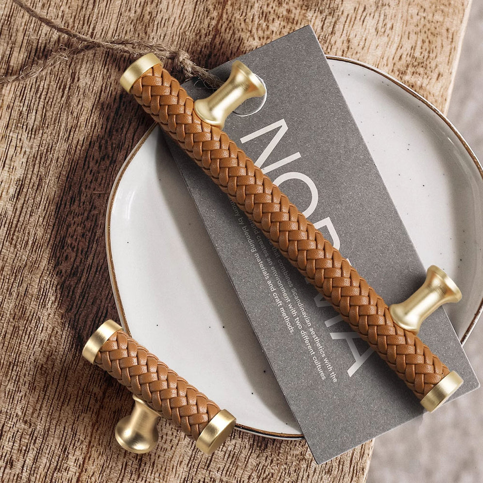 Goldenwarm Modern Cabinet Handles and Knobs Kitchen Leather Cabinet Pulls