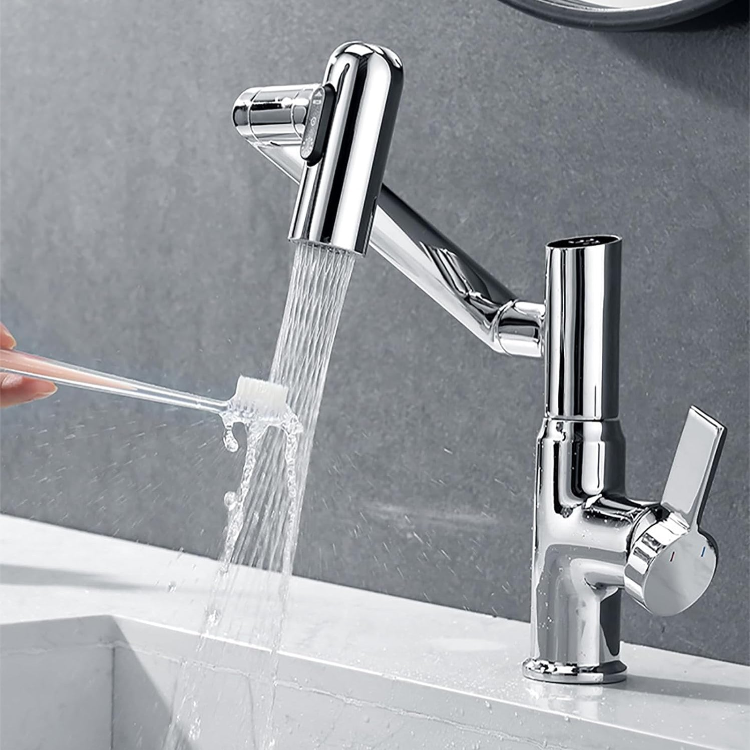 Bathroom Sink Faucets Temperature Display Single-Hole Rotatable Faucet ...