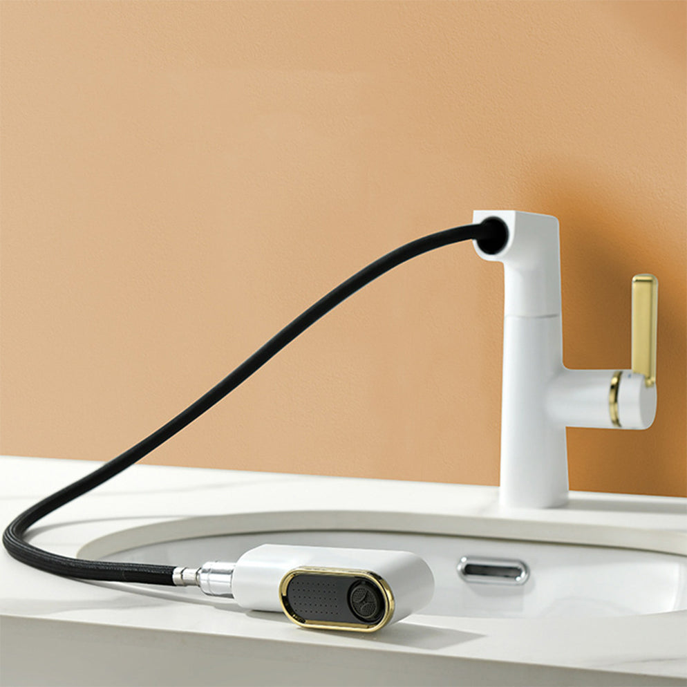 Goldenwarm LED Digital Temperature Display Faucet Pull-out Bathroom Faucet