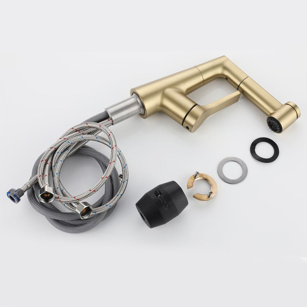 Goldenwarm Bathroom Faucet Single Hole Height Adjustable Pull Out ...