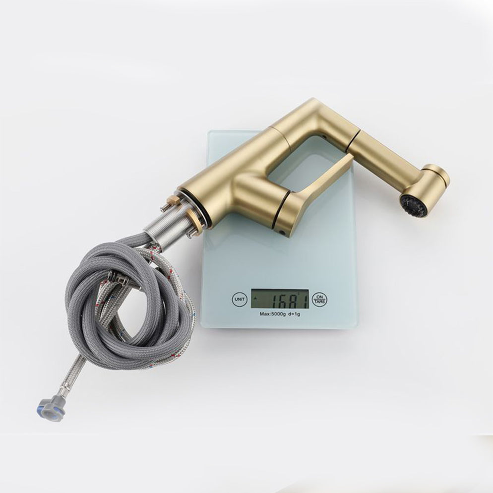 Goldenwarm Bathroom Faucet Single Hole Height Adjustable Pull Out ...