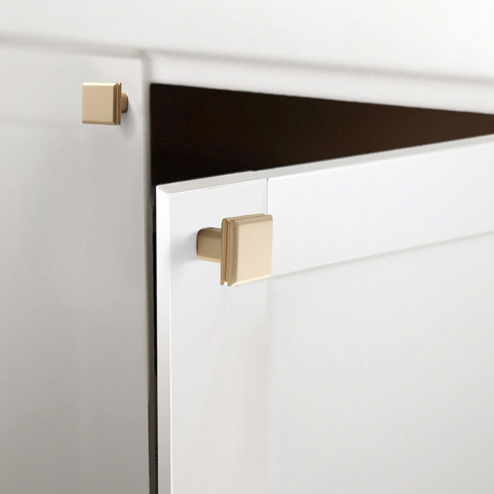 Goldenwarm Modern Square Gold Kitchen Trash Cupboard Cabinet Knobs and ...