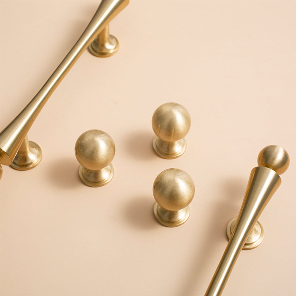 Goldenwarm Cabinet Handles Modern Scroll-Inspired Brass Cabinet Pulls