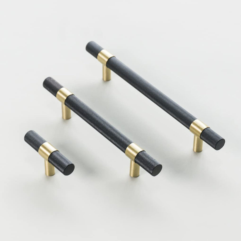 Goldenwarm Nordic Black Mesh Knurled Brass Handle Simple Cabinet ...