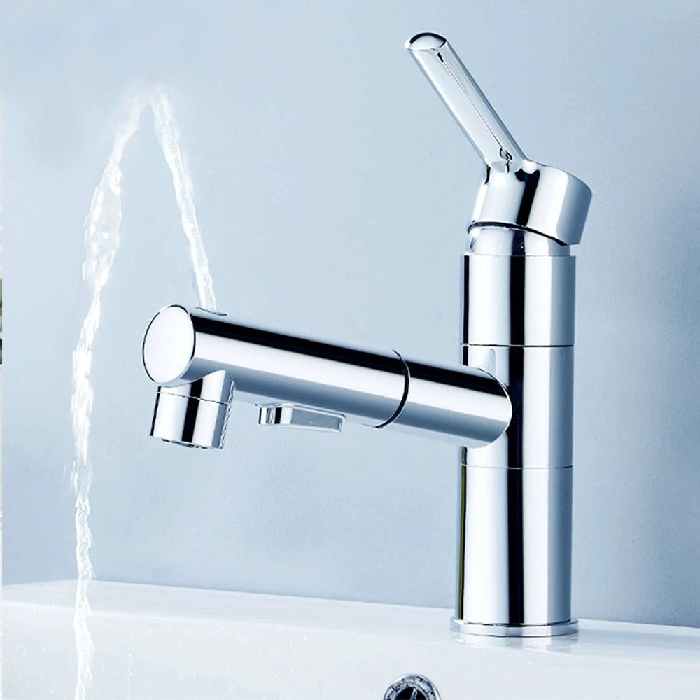 Goldenwarm Bathroom Faucets 180° Swivel Pull-Out Bathroom Faucet Single ...