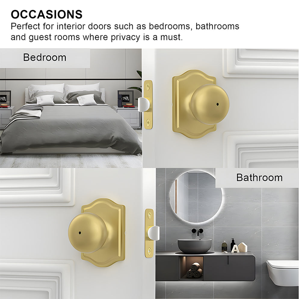 6 Pack Classic Gold Interior Privacy Passage Dummy Door Knobs | Goldenwarm