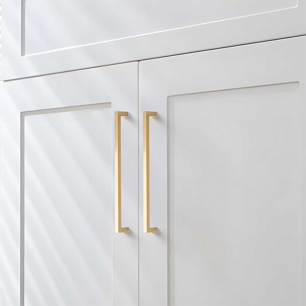 Goldenwarm Gold Kitchen Cabinet Pulls Brushed Brass Bathroom Cabinet ...
