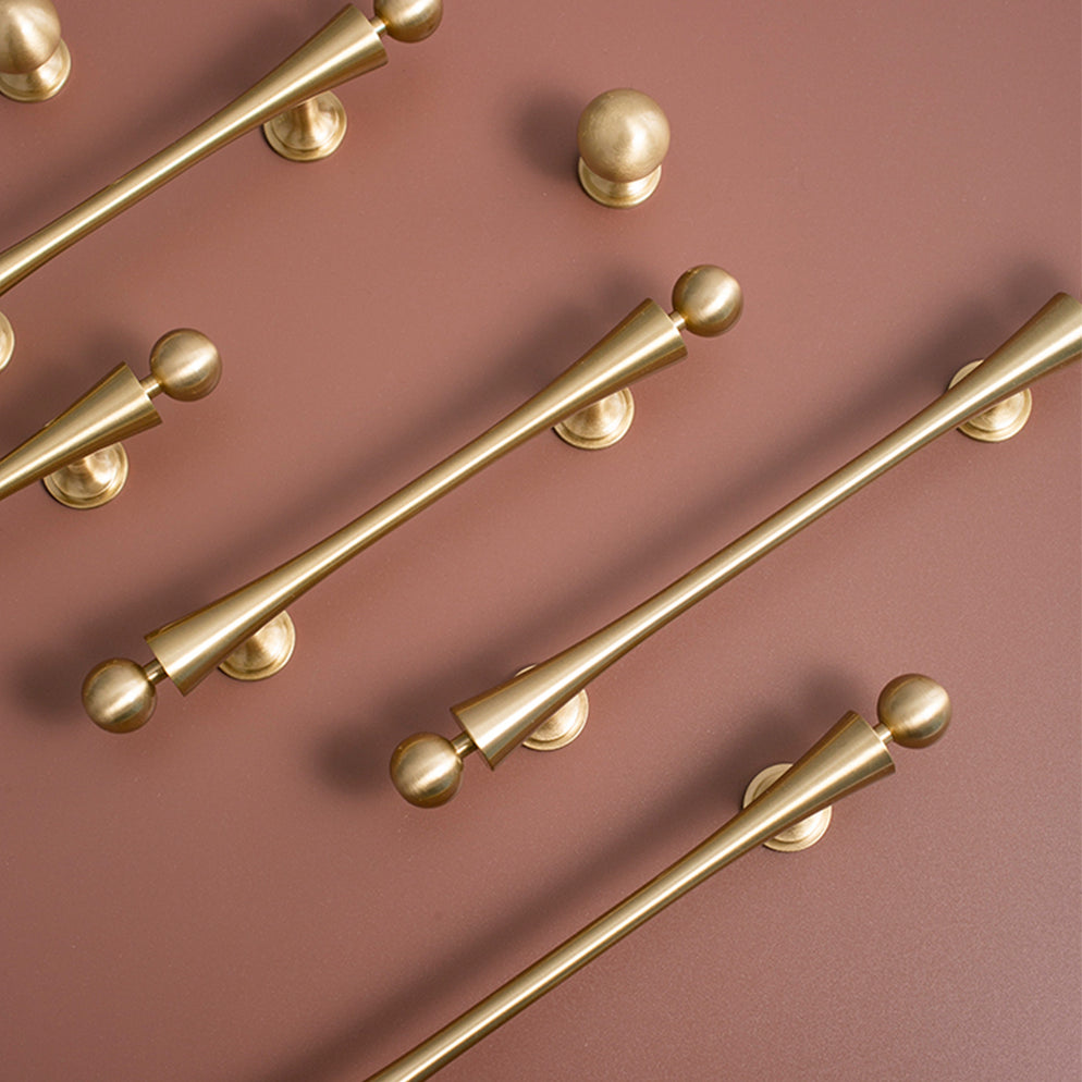 Goldenwarm Cabinet Handles Modern Scroll-Inspired Brass Cabinet Pulls