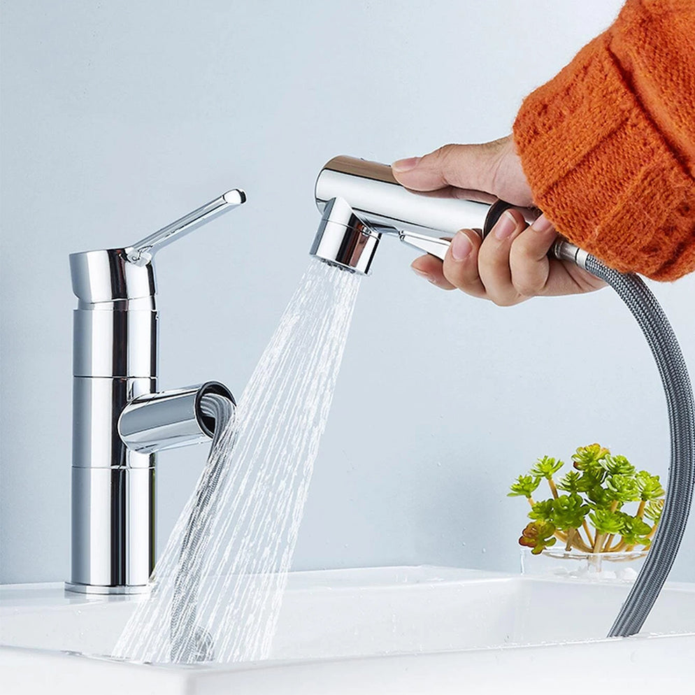 Goldenwarm Bathroom Faucets 180° Swivel Pull-Out Bathroom Faucet Single ...