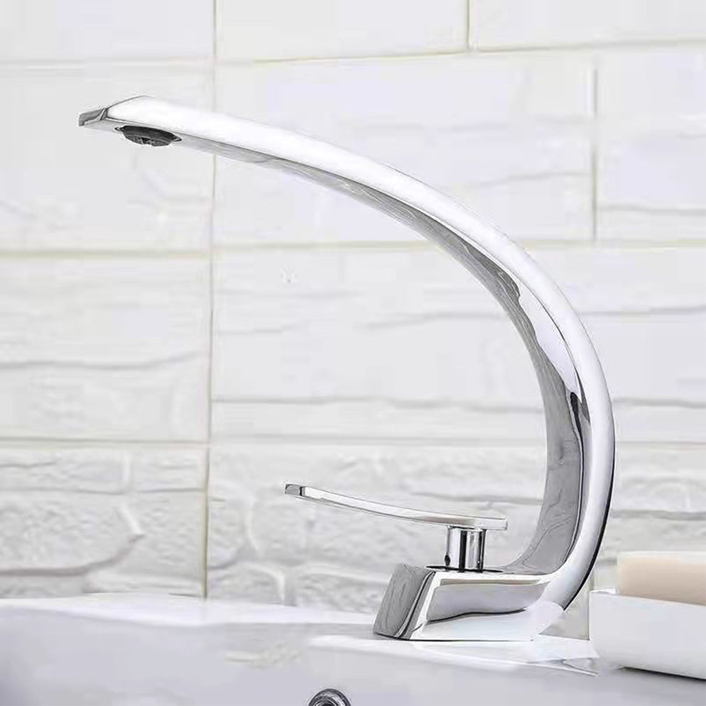 Goldenwarm Faucet Single Handle Waterfall Arc Bathroom Sink Faucet