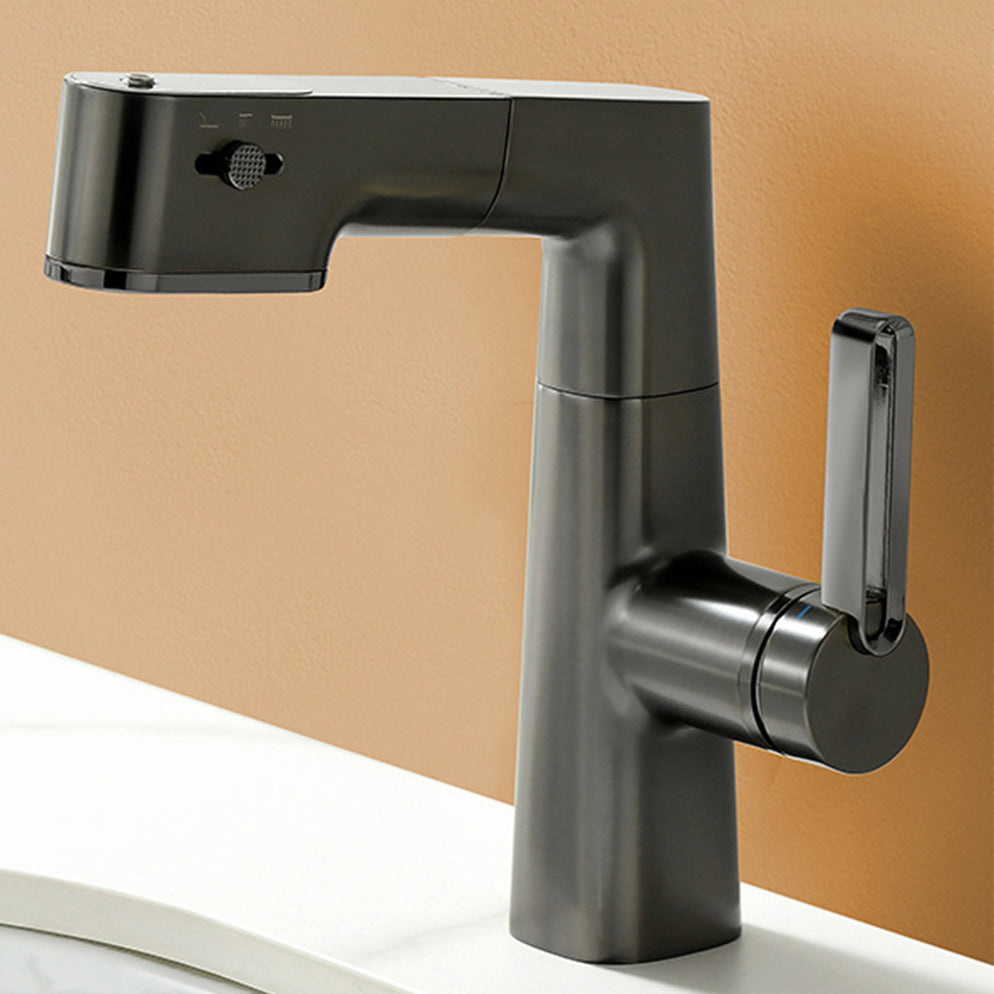 Goldenwarm LED Digital Temperature Display Faucet Pull-out Bathroom Faucet
