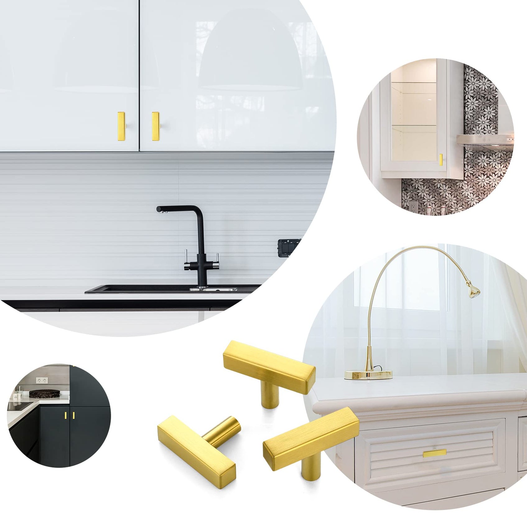 Goldenwarm Gold Cabinet Pulls Square Brushed Cabinet Handles For Kitchen