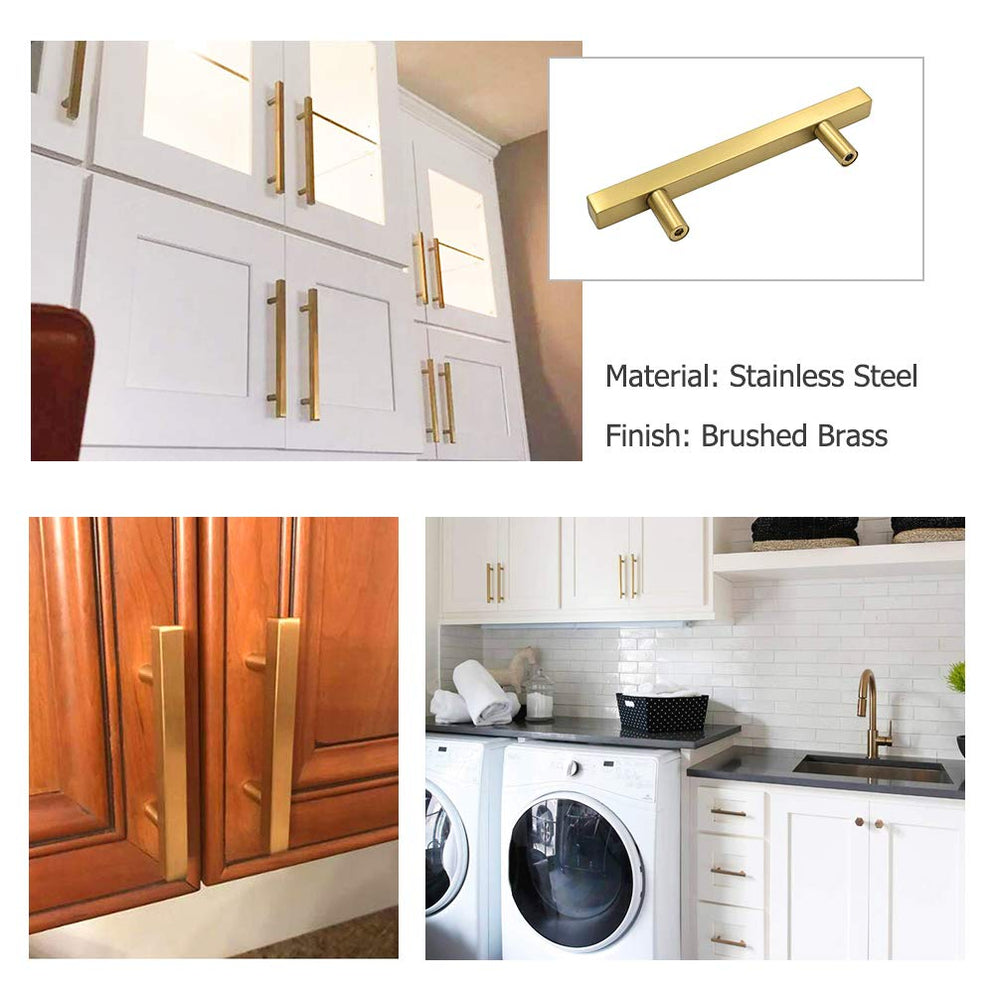 Goldenwarm Gold Cabinet Pulls Square Brushed Cabinet Handles For Kitchen