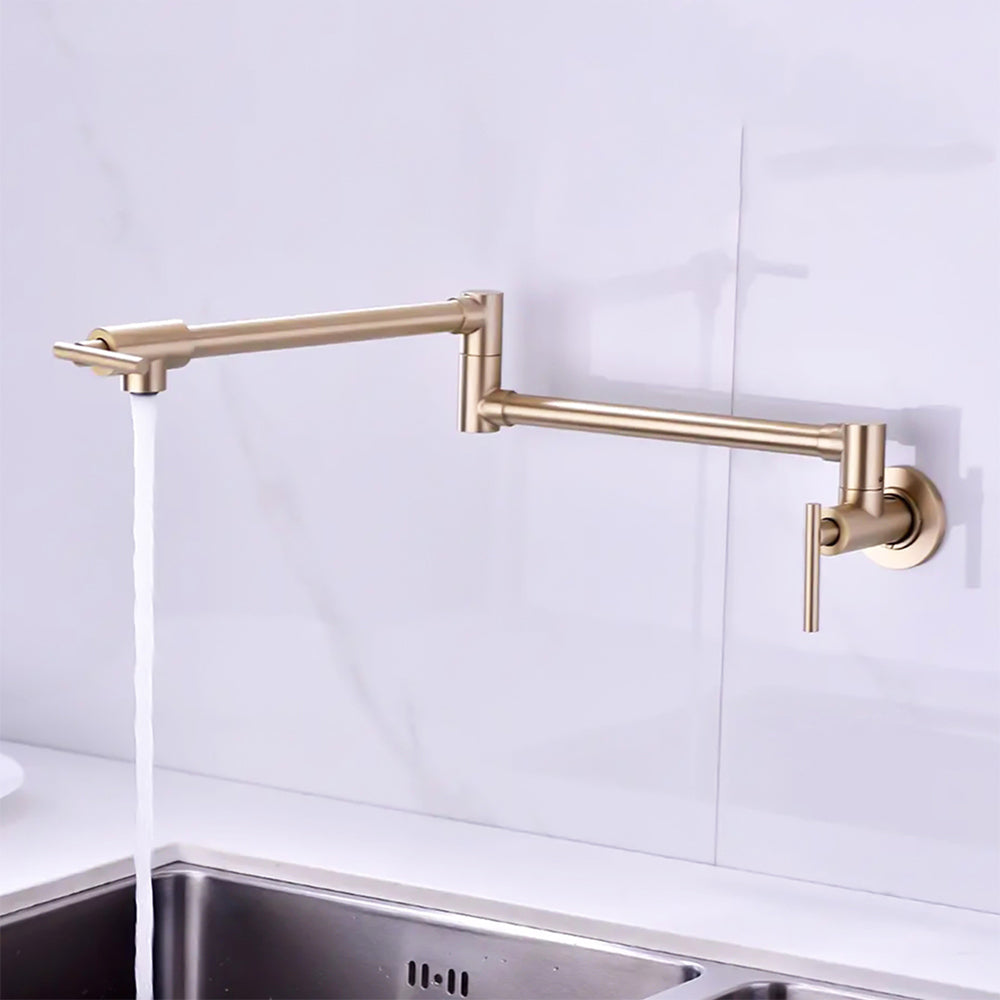 Goldenwarm Kitchen Faucet Single Hole Wall Mounted 2 Handles Fold ...
