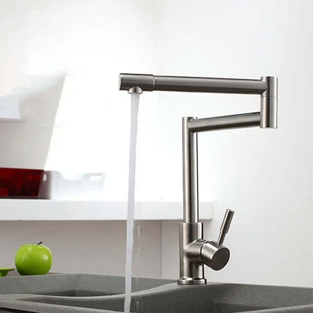 Kitchen Faucet Stainless Steel Deck Mounted Fold Stretchable Kitchen ...
