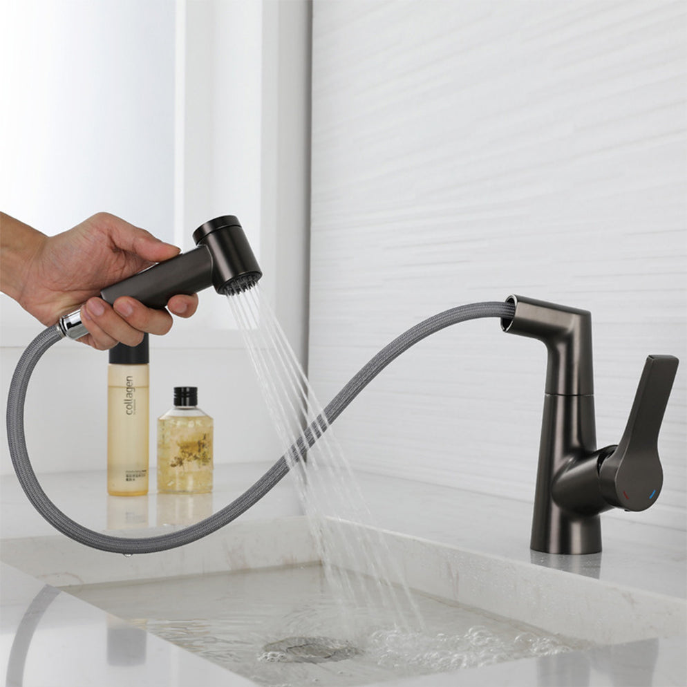 Goldenwarm Bathroom Faucet Single Hole Height Adjustable Pull Out ...