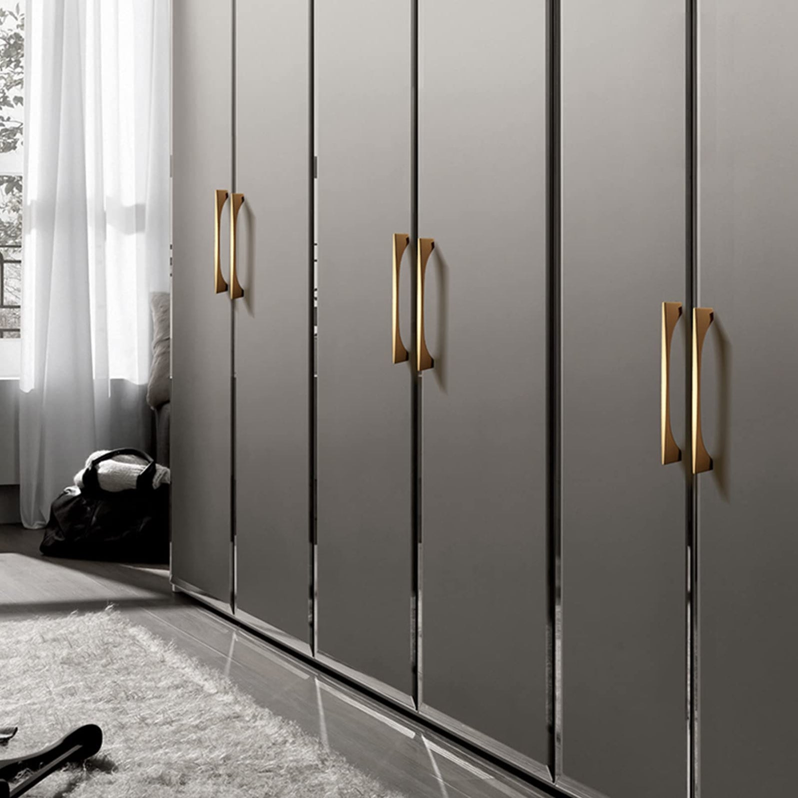 Goldenwarm Modern Cabinet and Drawer Handles Brass Wardrobe Door ...