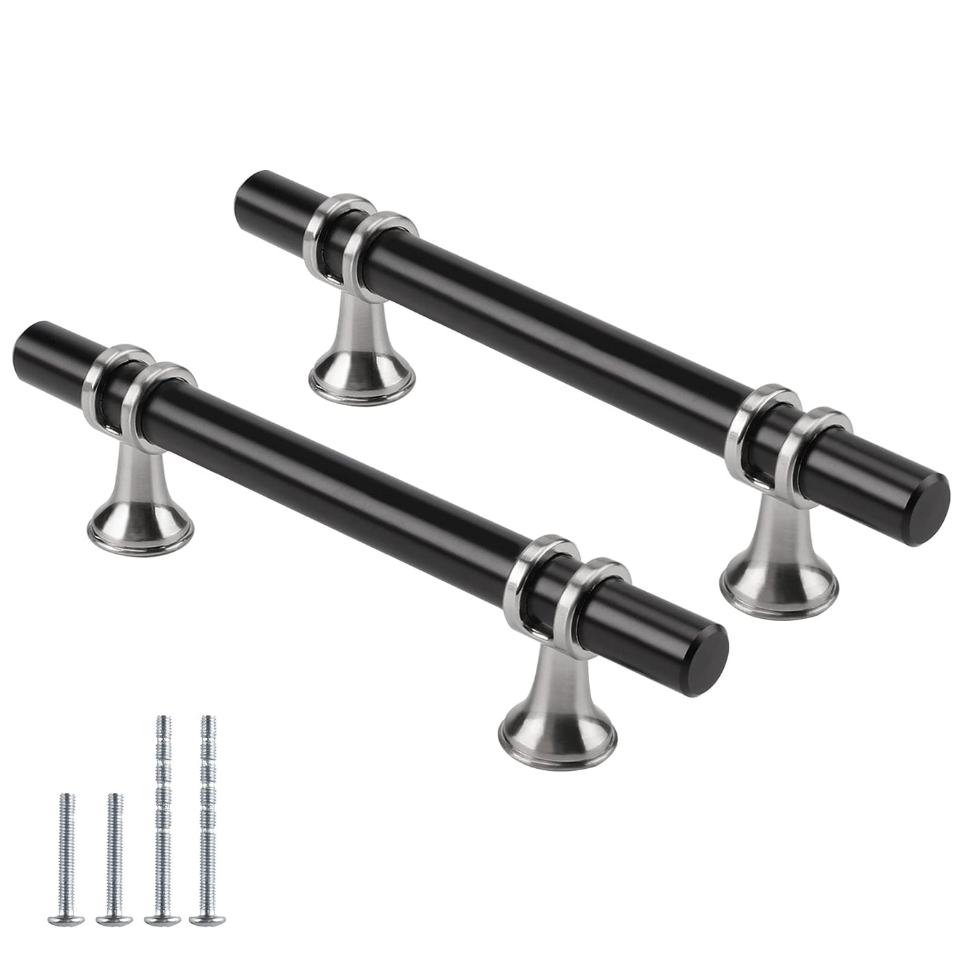 Goldenwarm Brushed Nickel & Black Cabinet Pulls Solid Modern Drawer Pulls
