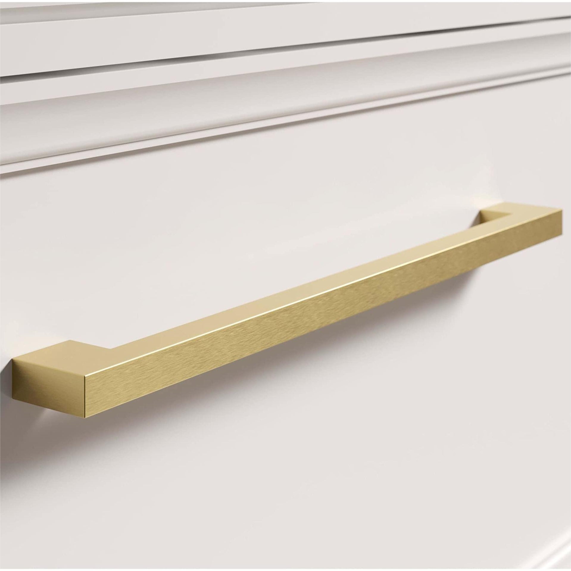 Brushed Brass Square Drawer Pulls Kitchen Cabinet Handles | Goldenwarm