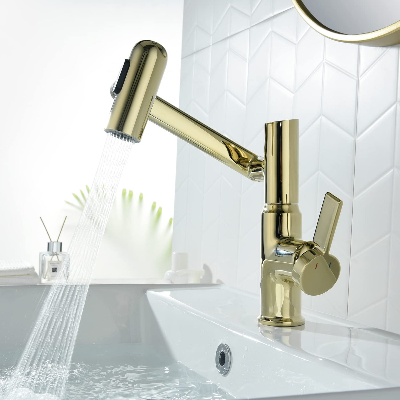 Bathroom Sink Faucets Temperature Display Single-Hole Rotatable Faucet ...