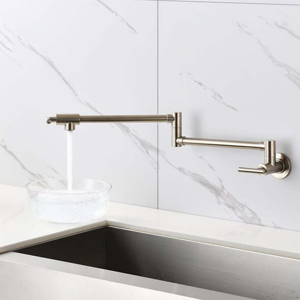 Goldenwarm Kitchen Faucet Single Hole Wall Mounted 2 Handles Fold ...