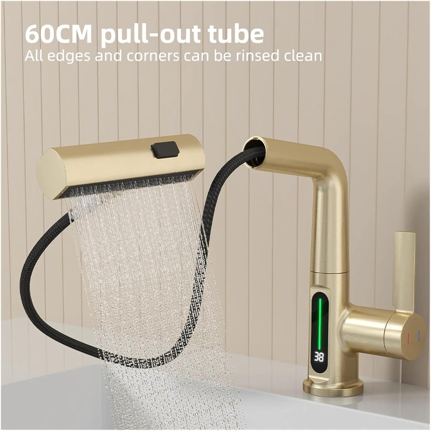 Goldenwarm Digital Bathroom Faucet Single-Hole Rotatable and Liftable ...