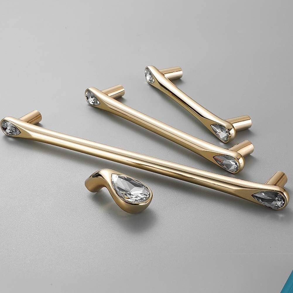 Goldenwarm Crystal Gold Cabinet Pull Cabinet Handles Dresser Pulls for ...