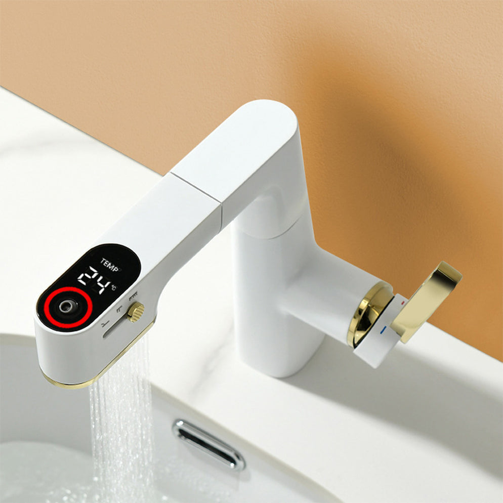 Goldenwarm LED Digital Temperature Display Faucet Pull-out Bathroom Faucet