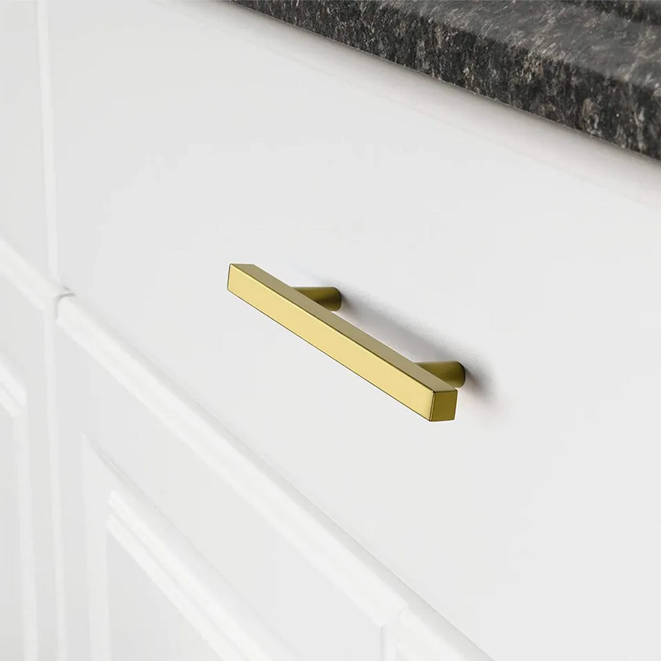 Goldenwarm Gold Cabinet Pulls Square Brushed Cabinet Handles For Kitchen