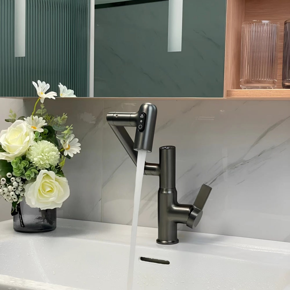 Bathroom Sink Faucets Temperature Display Single-Hole Rotatable Faucet ...