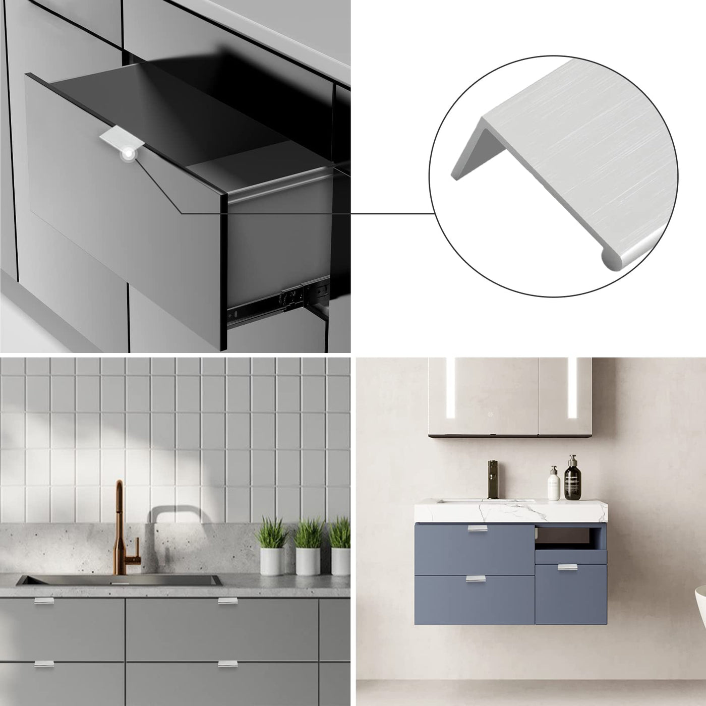 Goldenwarm Cabinet Edge Pull Modern Cabinet Handles Kitchen Cabinet ...