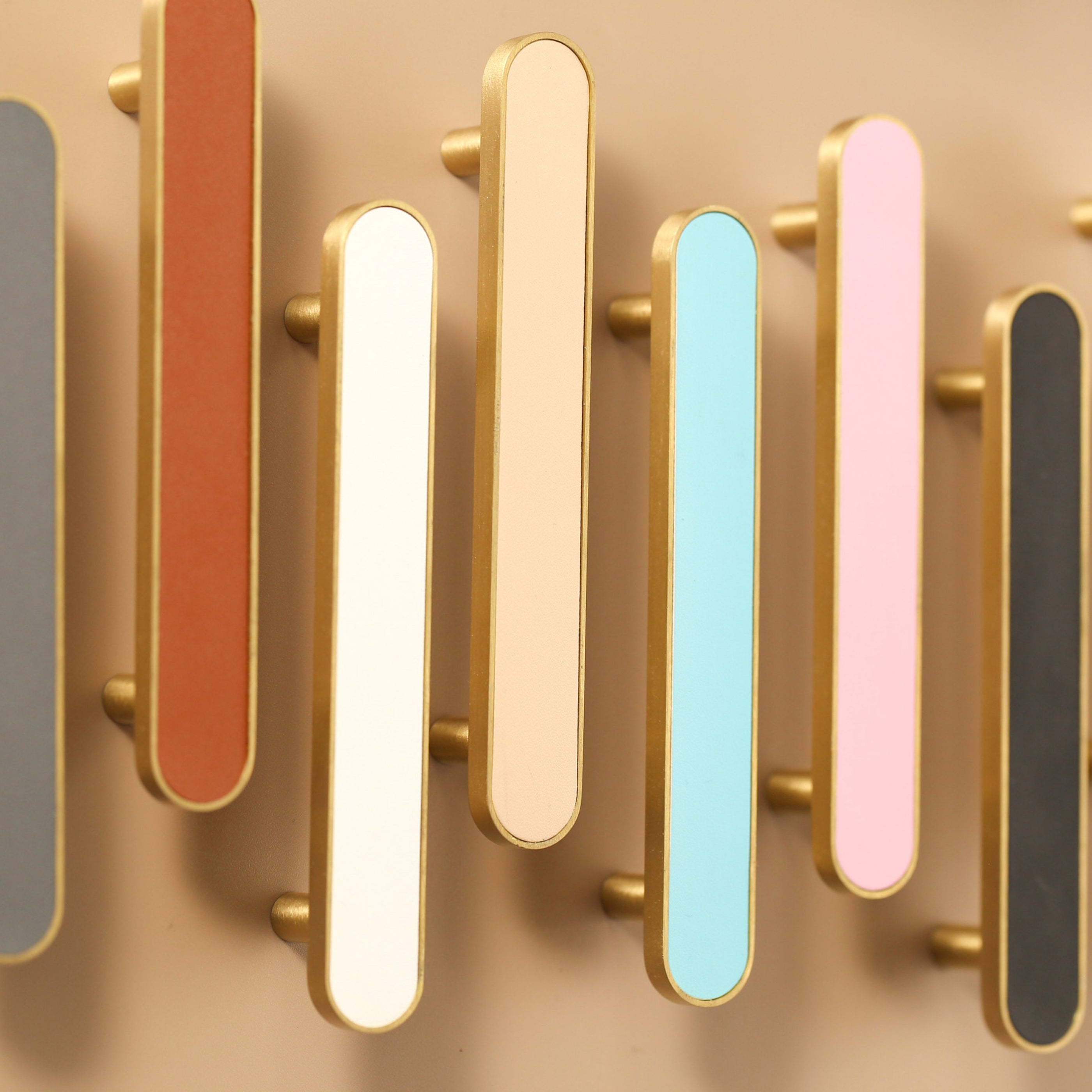 Goldenwarm Modern Cabinet Handles Leather Colorful Pulls Brass Kitchen ...
