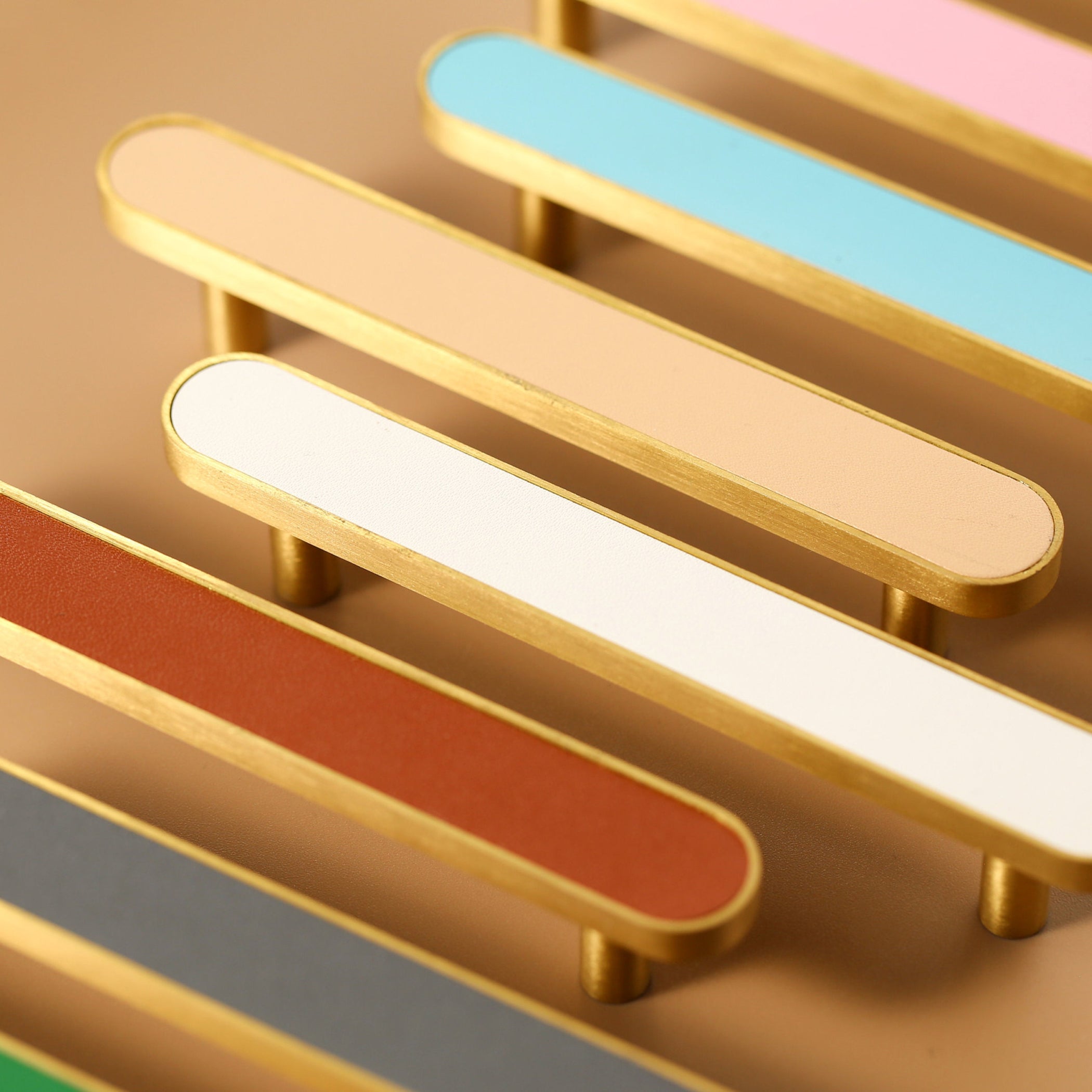 Goldenwarm Modern Cabinet Handles Leather Colorful Pulls Brass Kitchen ...