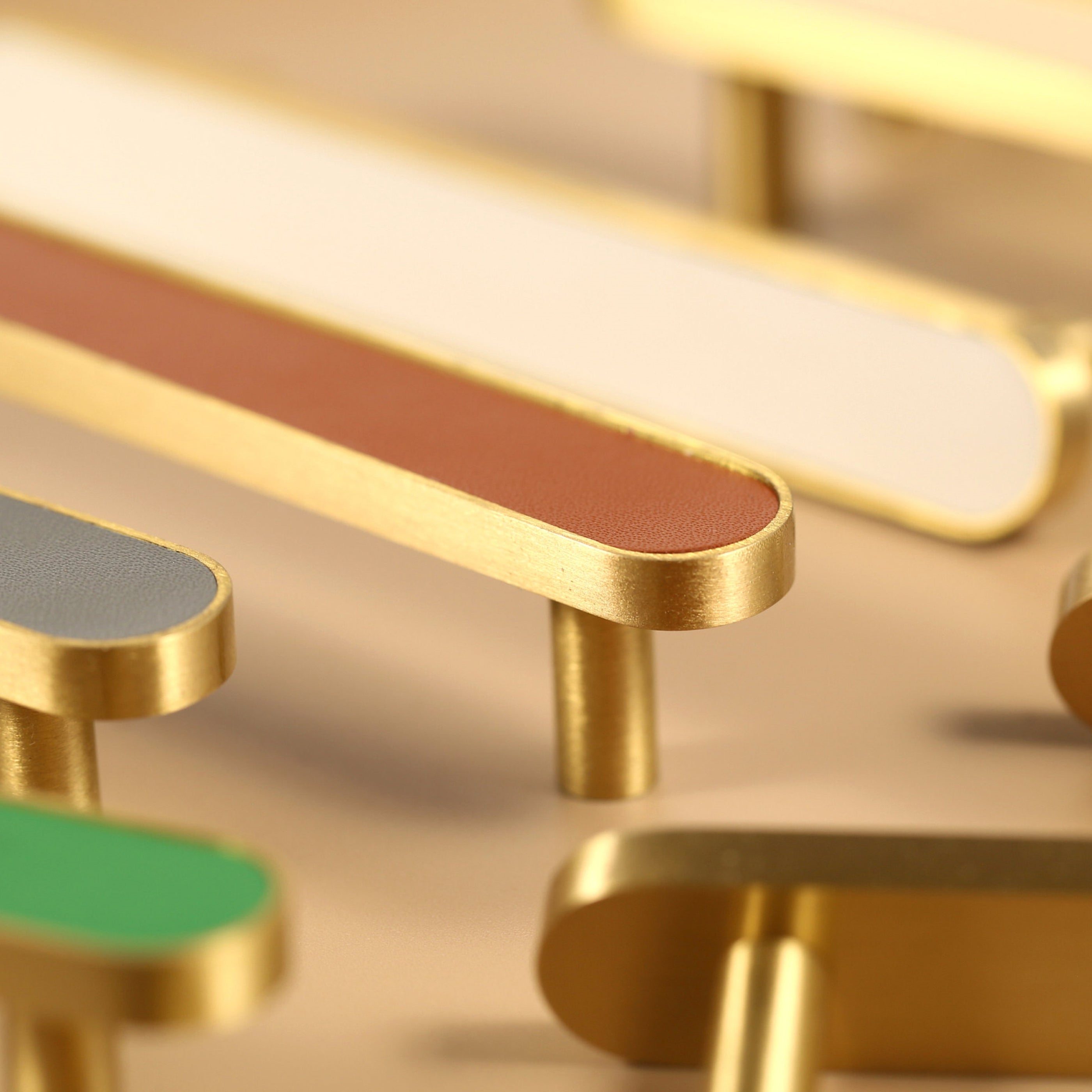 Goldenwarm Modern Cabinet Handles Leather Colorful Pulls Brass Kitchen ...