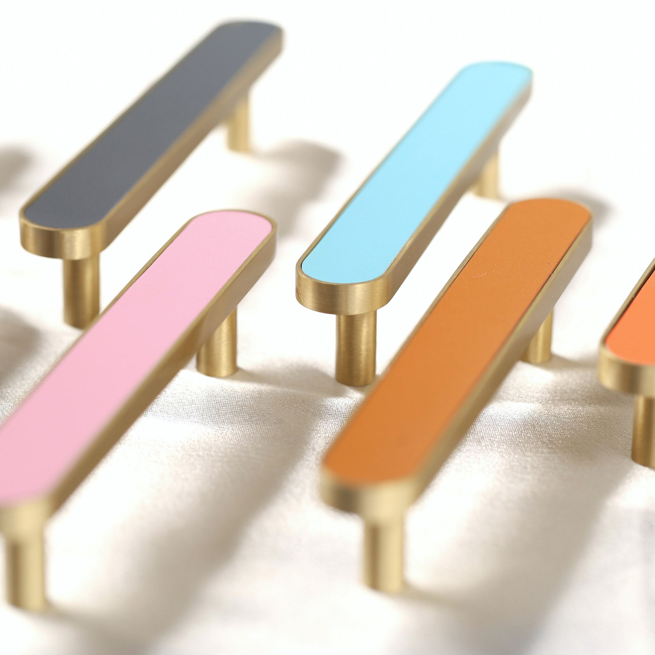 Goldenwarm Modern Cabinet Handles Leather Colorful Pulls Brass Kitchen ...