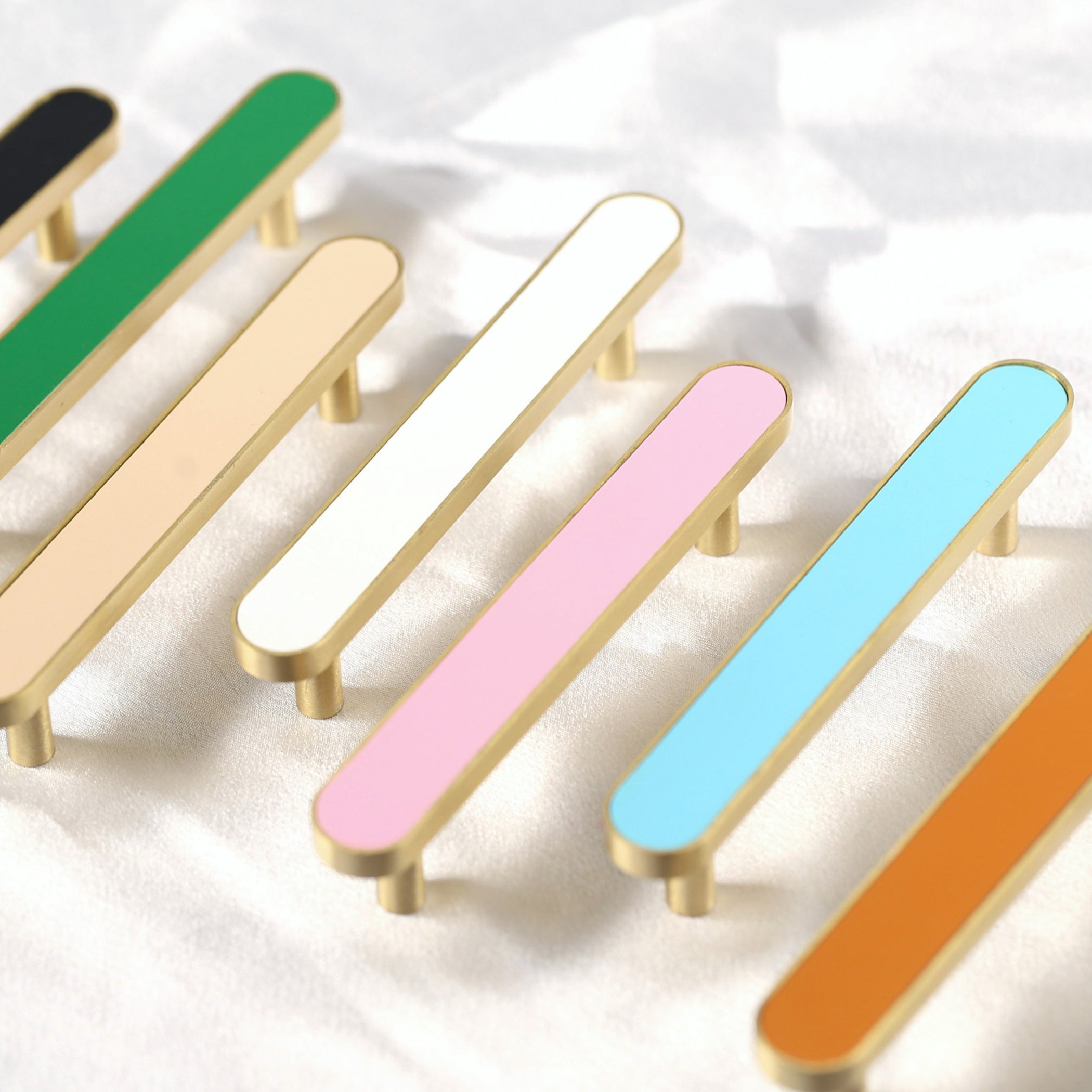 Goldenwarm Modern Cabinet Handles Leather Colorful Pulls Brass Kitchen ...