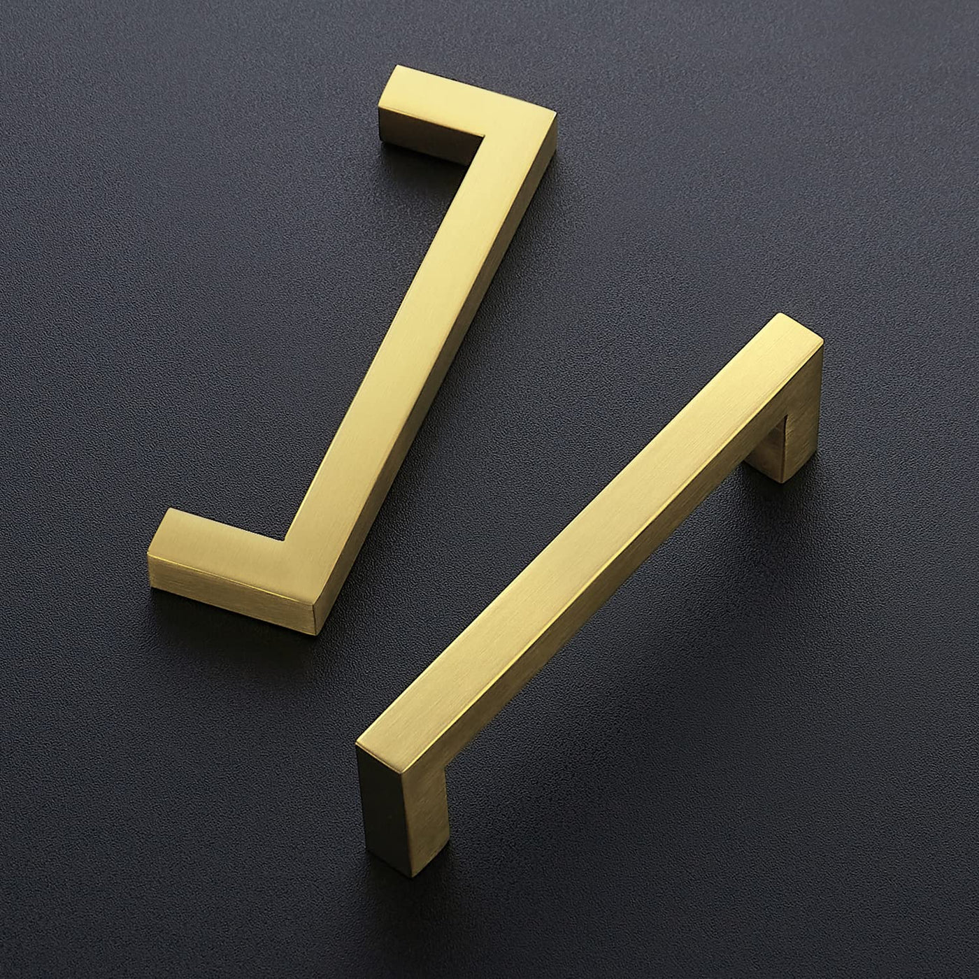 Brushed Brass Square Drawer Pulls Kitchen Cabinet Handles | Goldenwarm