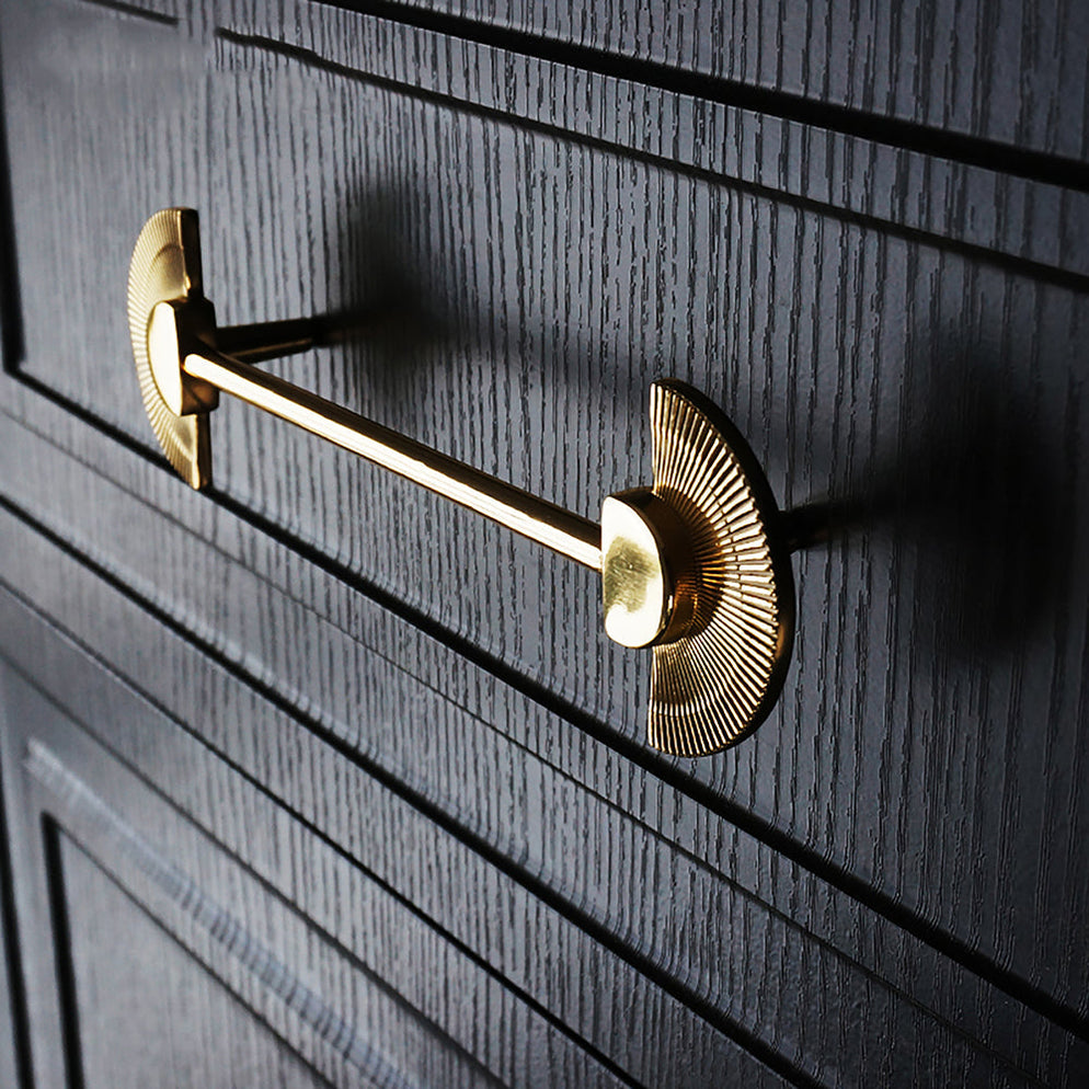 Goldenwarm Wardrobe Cabinet Pulls Gold Brass Scalloped Handle