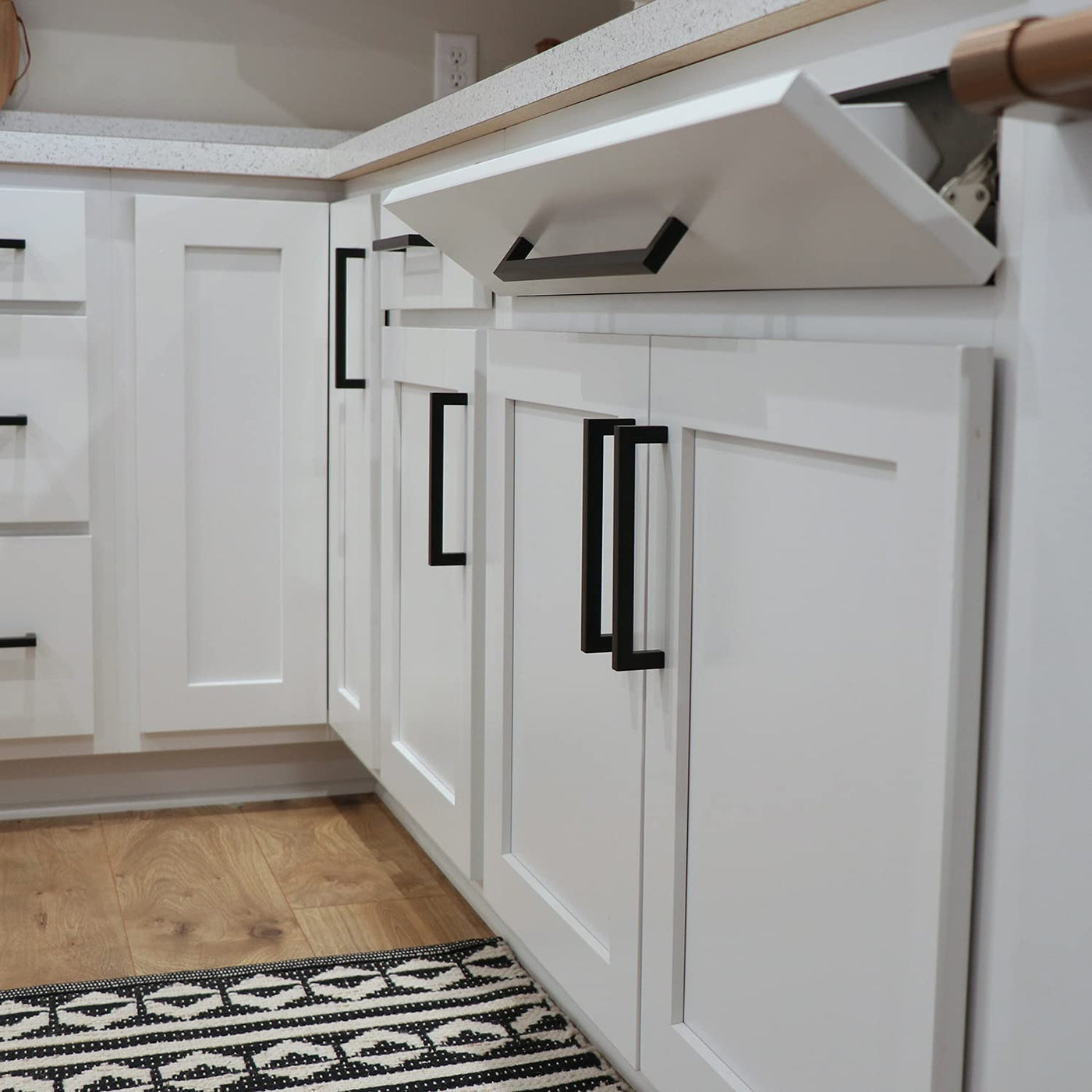 Goldenwarm Modern Black Bathroom Cabinet Handles Kitchen Cabinet Pulls