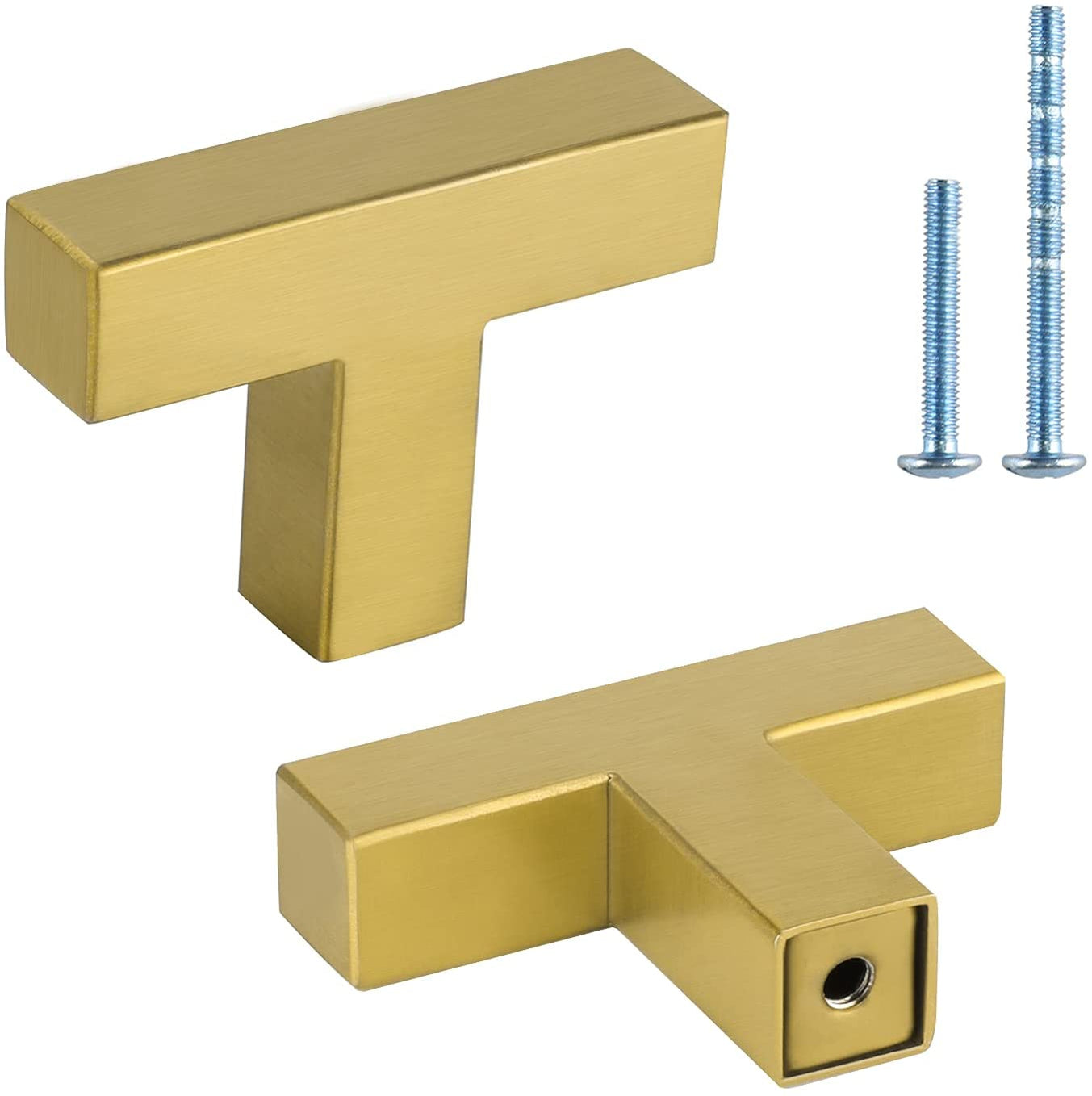 Brushed Brass Square Drawer Pulls Kitchen Cabinet Handles | Goldenwarm